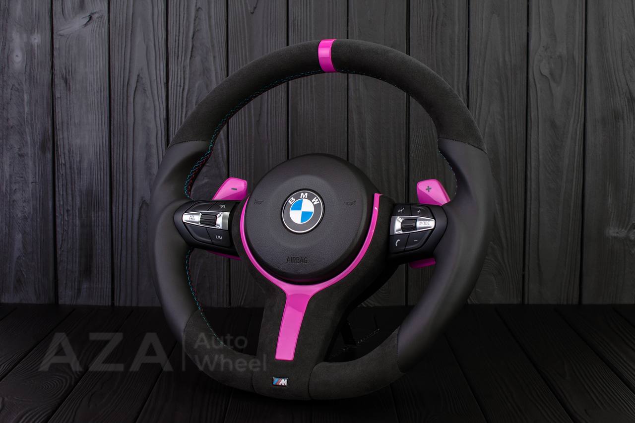 Steering wheel BMW F3X F8X F2X Alcantara/Leather/Pink details/Included ...