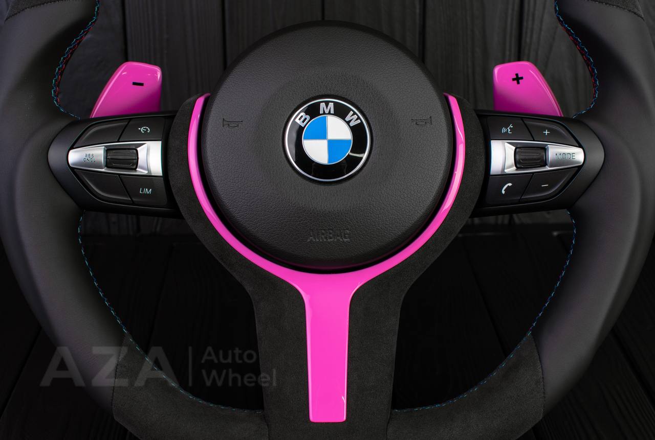 Steering wheel BMW F3X F8X F2X Alcantara/Leather/Pink details/Included ...